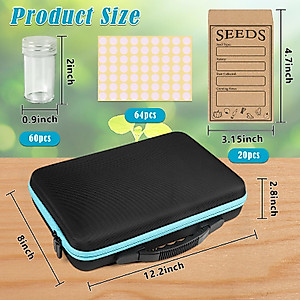 jixsloft 60 Slots Seed Storage Organizer with 20 Seed Envelopes, Sturdy Seed Organizer Storage Box with Zipper Bag Label Stickers(Seeds not Included), Seed Storage Container for Flower Plants Garden