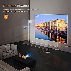 Mini Projector, AuKing 2023 Upgraded 1080P Supported Outdoor Projector, Kids Gift, Movie Projector for Outdoor Use, 50% Zoom, Compatible with HDMI, USB, Laptop, iOS, Android Phone and TV Box