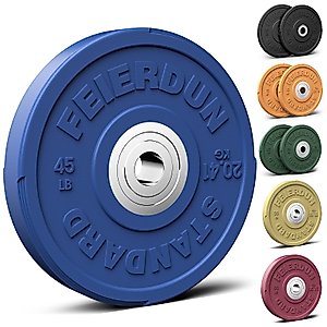 FEIERDUN 2" Color Olympic Bumper Plate Weight Plate for Strength Training - 100% Virgin Rubber