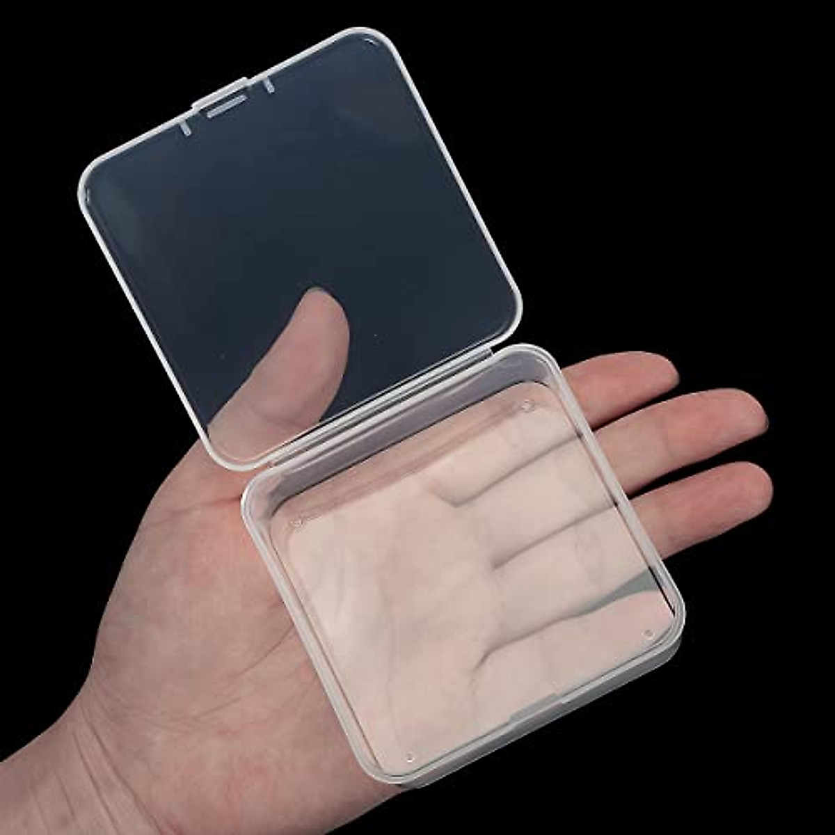 Kingrol 24 Pack Mini Clear Plastic Storage Containers with Lids, 2.9 x 2.9 x 1 Inch Empty Hinged Boxes for Beads, Jewelry, Tools, Craft Supplies, Flossers, Fishing