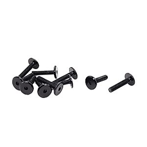 1/4"-20 x 1.18 Inches Joint Connecting Bolts Screws, Black, Full Thread, 12 Pack