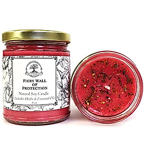 Fiery Wall of Protection 9 oz Soy Candle | Protection & Negative Energy Rituals | Hoodoo Wiccan Pagan Voodoo