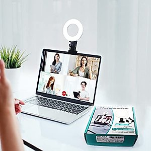 Video Conference Lighting Kit 3200k-6500K Dimmable Led Ring Lights Clip on Laptop Monitor for Remote Working/Zoom Calls/Self Broadcasting/Live Streaming/YouTube Video/TikTok (Black)