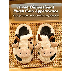 VRPQ Cow Slippers for Women, Cartoon Cute Animal Slippers, House Slippers Home Winter Slipper Indoor Outdoor Cow Slides for Women Men