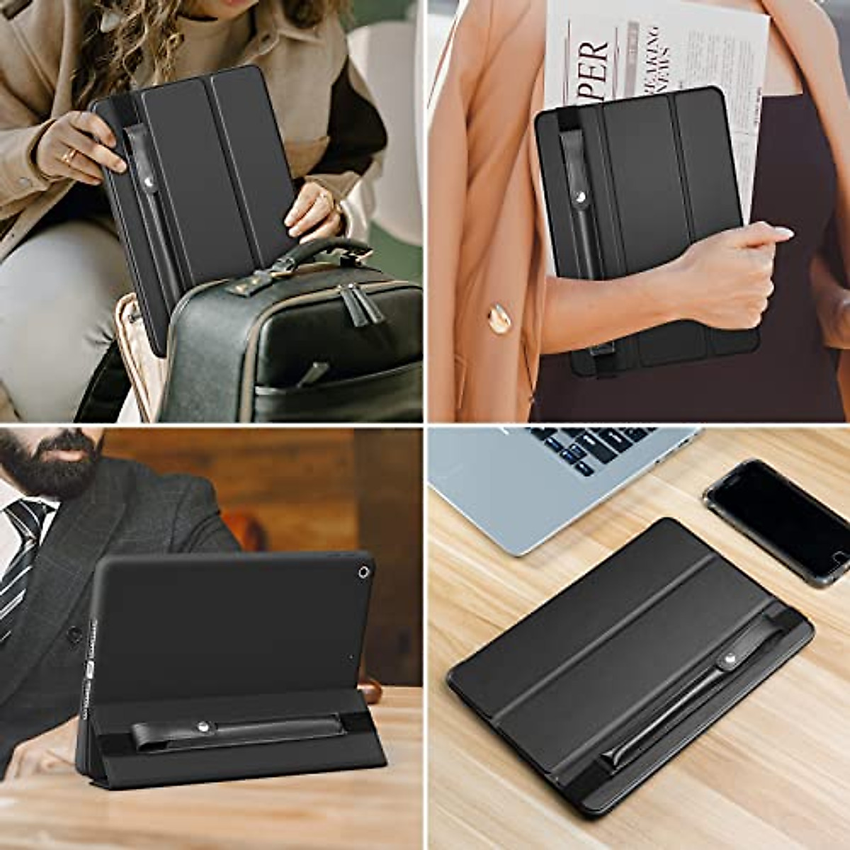 DTTO Pencil Case for Apple Pencil (USB-C) & Apple Pencil 1st/2nd Generation, PU Leather iPad Pencil Sleeve Pouch with Detachable Elastic Band for iPad 9.7"/ 10.2"/ 10.5"/ 10.9"/ 11"/ 12.9", Black