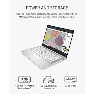 HP Chromebook 14a Laptop, AMD 3015Ce Processor, 4 GB RAM, 32 GB eMMC Storage, 14-inch Micro-Edge HD Display, Google Chrome OS, Anti-glare Screen, Long-Battery Life (14a-nd0021nr, 2021, Ceramic White)
