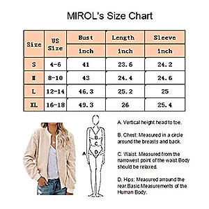 MIROL Women's Sherpa Fleece Jacket Faux Fuzzy Long Sleeve Casual Zip Up Bomber Coat