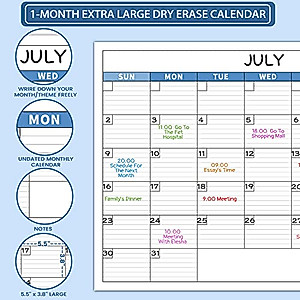 Large Dry Erase Calendar - Dry Erase Calendar for Wall, Undated Monthly Wall Calendar Laminated, 27.8"x 40", Blank Reusable Calendar Planner with Ample Daily Boxes, Notes for Home, Office, Classroom