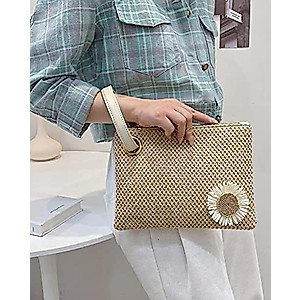 Crossbody Bags for Women Wristlet Wallets Purses for women Straw Tote Handbag Flower Beach Bag Hobo Bag 2023