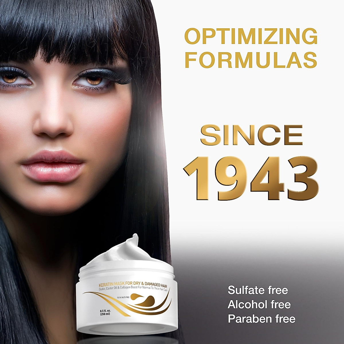 Vitamins Keratin Hair Mask Deep Conditioner - Biotin Protein with Castor Oil Conditioning Repair Treatment for Thick Dry Damaged or Color Treated Curly Wavy and Straight Coarse Hair