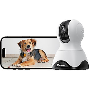 VIMTAG Pet Camera, 2.5K HD Pet Cam,360° Pan/Tilt View Angel with Two Way Audio, Dog Camera with Phone APP, Motion Tracking Alarm,Night Vision,24/7 Recording with Cloud/Local SD, Smart Home Indoor Cam