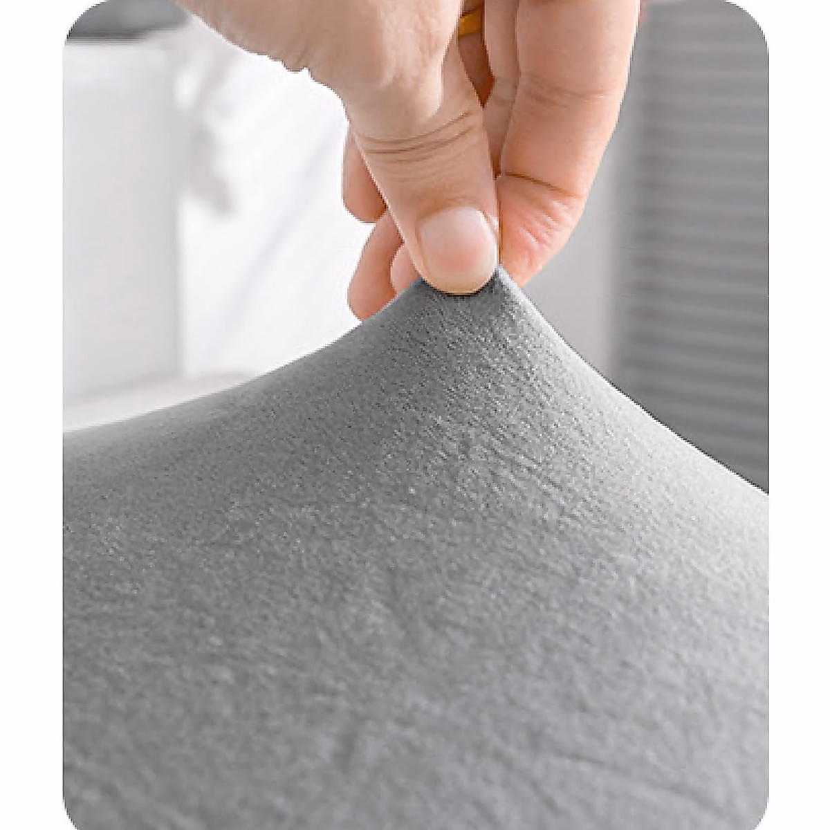 Toilet Tank Lid Cover and Toilet Lid Cover, Bathroom Toilet Lid Seat Cover Set,Toilet Protector Cover，Stretch Washable Spandex Fabric, Fits Most Toilet Tanks & Lids，Hotel and Home，Light Grey (4)