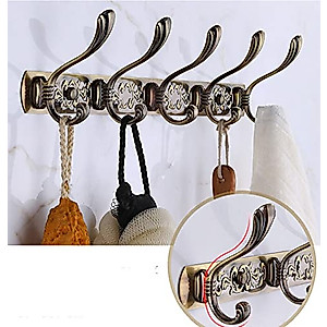 MroMax Wall Mounted Coat Rack 5 Hooks, Coat Hooks Rail Stainless Steel Hooks for Coat Hat Towel Purse Key Bag Bathroom Bedroom Entryway, Bronze Tone 2Pcs