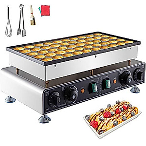 VBENLEM 110V Mini Dutch Pancake Baker 50PCS 1700W Commercial Electric Nonstick Waffle Maker Machine 1.8 Inches for Home and Restaurants