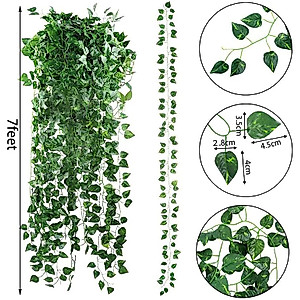 CEWOR 24 Pack 173ft Artificial Ivy Greenery Garland, Fake Vines Hanging Plants Backdrop for Room Bedroom Wall Decor, Green Leaves for Jungle Theme Party Wedding Decoration