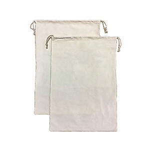 Unkno Cotton Canvas Heavy Duty Laundry Bags - 2 PCS - Natural Cotton - Versatile Multi Use - 19.7"x 27.6" - Ideal for Home, Hotels, Rental Spaces, Vacation Homes, College Dorm & Travel