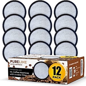 Pure Line Replacment for Mr. Coffee Water Filter Charcoal Disks. Universal Fit for Mr. Coffee Machines. (12 Pack)
