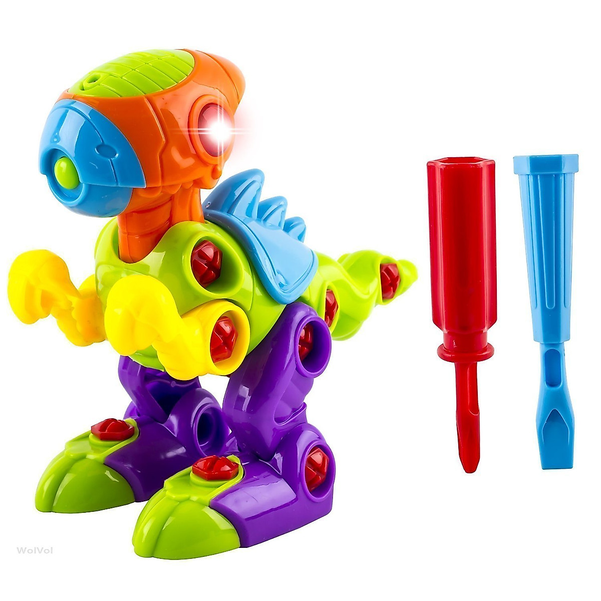 FMT Take-A-Part Take Apart Dino Dinosaur Toy for Boys and Girls Toddlers and Kids with Lights and Sounds Include 2 Screwdrivers for Assembly Building Blocks Tools Play Set