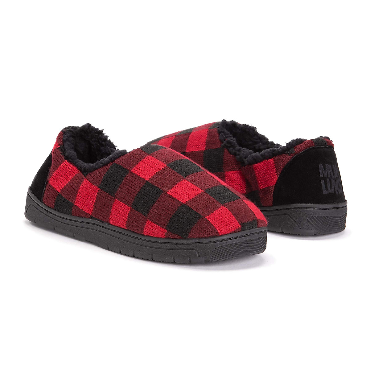 MUK LUKS Men's John Slippers, Red/Black, Large