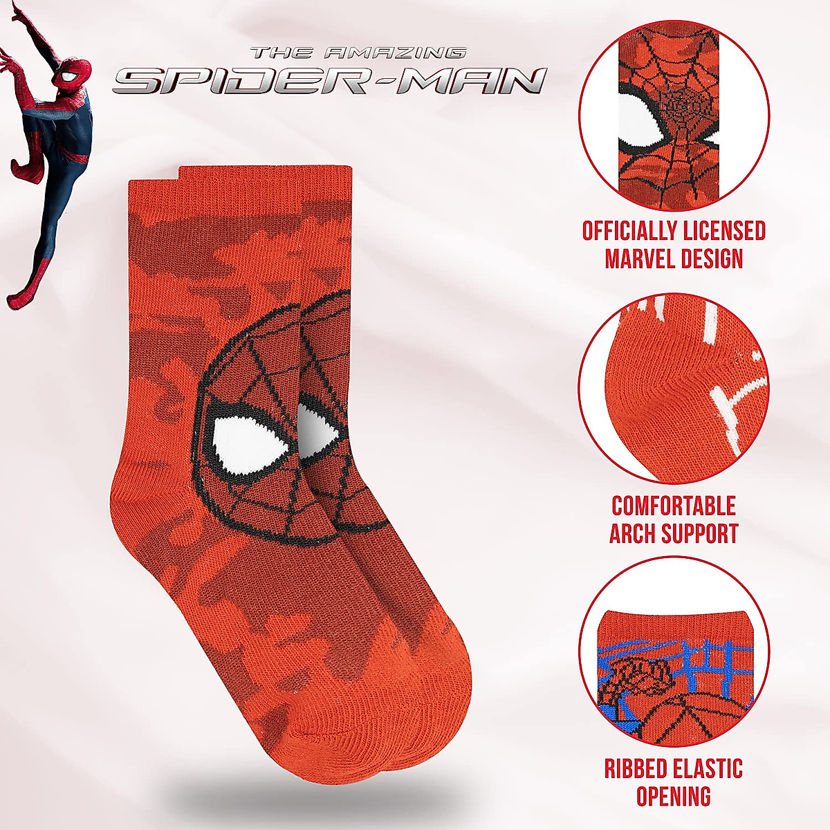 Marvel Spider Man Boys Socks, 10-Pack of Decorative Spiderman Toddler Socks, Amazing Legends Socks for Boys