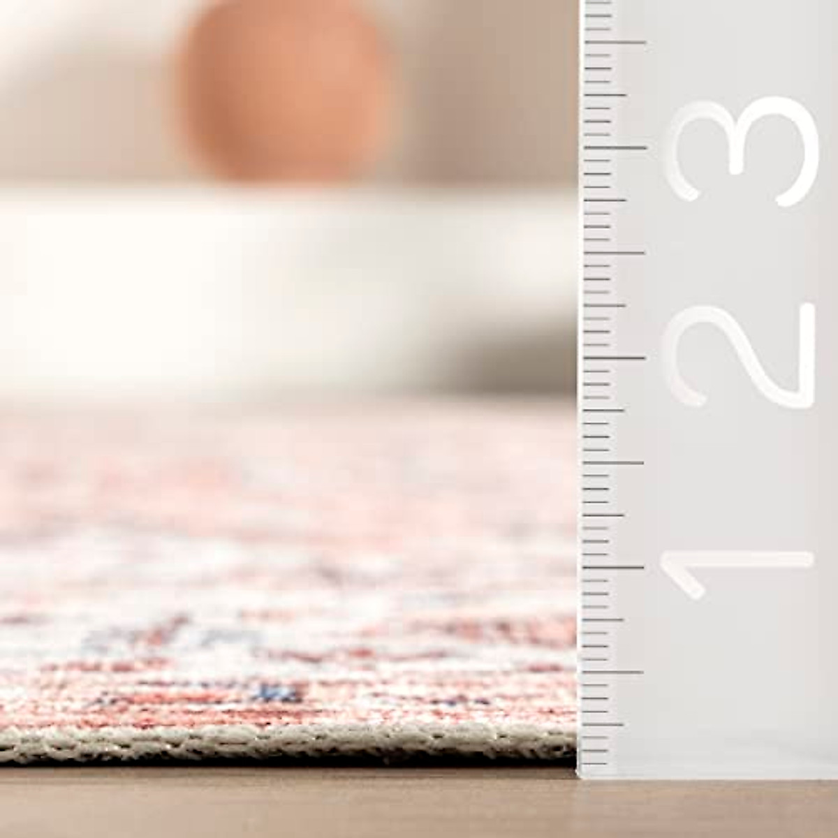 nuLOOM AMA Persian Stain-Resistant Machine Washable Area Rug, 9' x 12', Rust