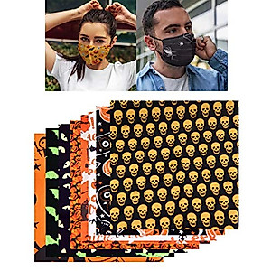 KIPETTO Halloween Cotton Fabric 16Pcs Squares Printed Patchwork Fabric for DIY Sewing Scrapbooking Quilting Masks, 9.8" x 9.8"