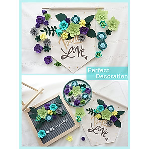 BAZIMA ALICE Felt Flowers and Succulents,Letter Board Accessories, DIY Wreaths, Garland,Baby Shower, Vertical Garden, Create Headbands,40 Felt Flowers and 10 Felt Leaves