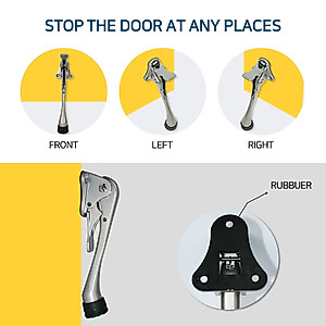 One Touch Kickdown Door Stopper, Door Holder, Heavy Duty Door Stops, Bottom of Door, Height-Adjustable Rubber Tips by HASHI (Antique Bronze 6 inch x 1pack)