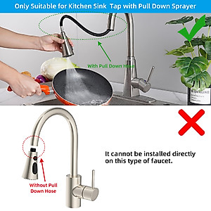 Hibbent Pull Down Kitchen Faucet Head Replacement, 3-Function Kitchen Faucet Head Sink Spray Nozzle with 9 Adapters Compatible with Moen, American Standard, Delta, Kohler Faucets, Brushed Nickel