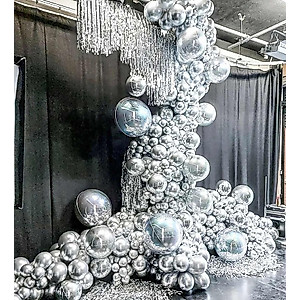 KALOR 10 Pcs 22 Inch White Mylar Balloons, Large 4D Giant Round Foil Balloon Big Mirror Metallic Balloons for Birthday Party Baby Shower Gender Reveal Supplies