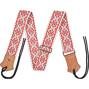 WELKINLAND Vintage Cotton Guitar Strap, Retro Striped Strap for Acoustic/Electric/Bass Guitar, Adjustable Guitar Strap for Kids and Adults