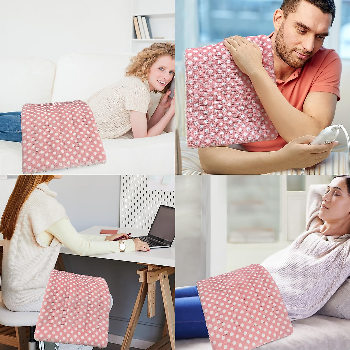 HELLOMOTO Heating Pad for Back, Neck & Shoulder Pain Relief with 12 Heat Settings and 8 Timer Settings, 12"x24" Extra Large Heat Pad, Machine Washable - Pink