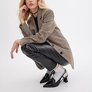 Coach Women's Nikola Leather Hybrid Slingback Pump, Black, 7