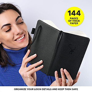 molekaus Password Book with Alphabetical Tabs Small Password Keeper with Extra Password Space to Change Password. Password Notebook for Home or Office for Internet Log In, 6.1*3.7in black small