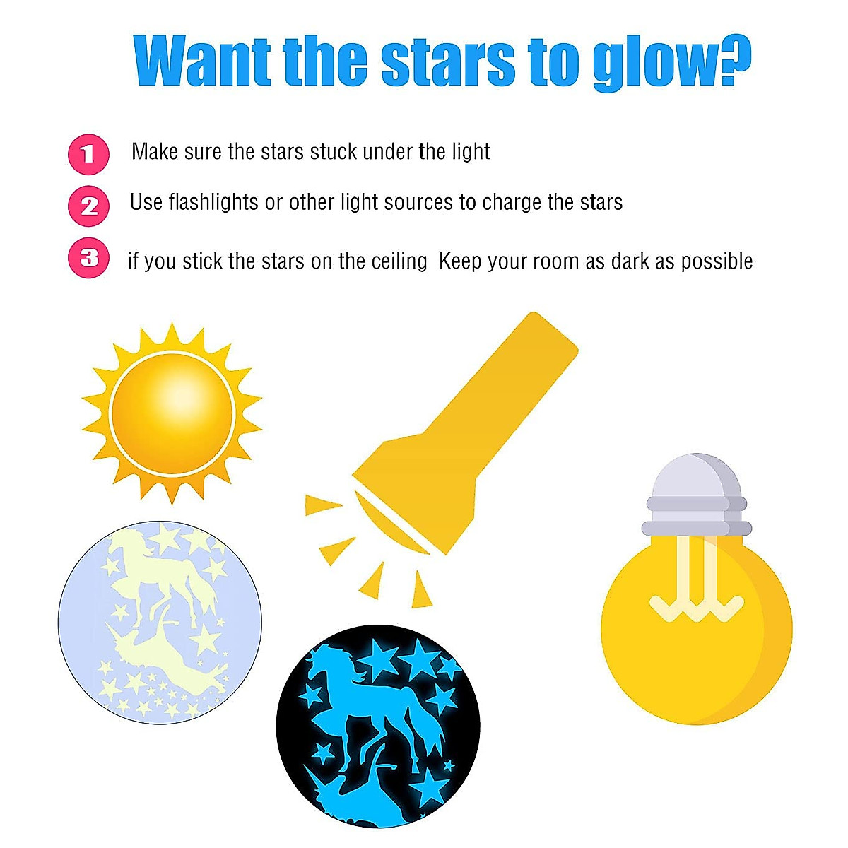 Glow Stickers in The Dark Stars Moon Elfin Unicorns Dots 1597 PCS Set Self-Adhesive Glow in The Dark Stickers for Room Ceiling Wall Decals Kids Party Decoration