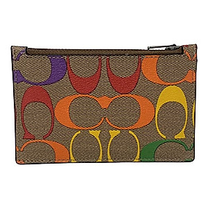 COACH Zip Card Case In Rainbow Signature Coated Canvas Style No. C9862