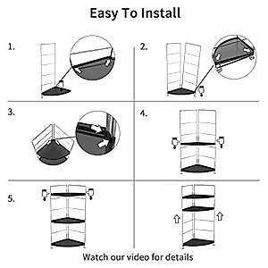 JANUS LiANG 3-Tier Corner Bathroom Organizer Countertop - Makeup Perfume Storage Standing Shelf Bathroom Tray or Kitchen Spice Rack, Black and Silver