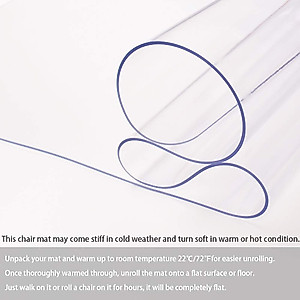 HOMEK Office Chair Mat for Hardwood Floor, 1/8" Thick 53”x 45” Crystal Clear Hard Floor Chair Mat, Transparent Floor Protector Mat Flat Without Curling