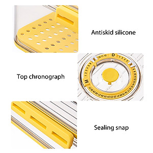 Food Storage Containers with Handles and Lids BPA Free Plastic Airtight Kitchen Home Pantry with Time Recording Organizer for Food Drinks Fruit Vegetable Meal Salad Sandwich Leak Proof