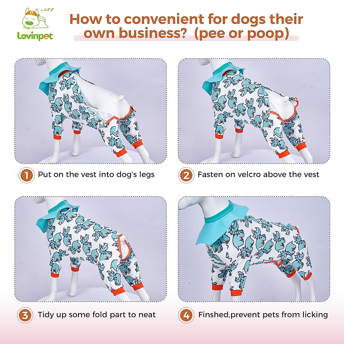LovinPet Recovery Pj Dog - Dog's Bodysuit Wound Protective Surgical,E-Collar Alternative Recovery Snugly Suit for Abdominal Wounds After Surgery Anti-Licking Dog Onesies,Rhino,Green,XXL