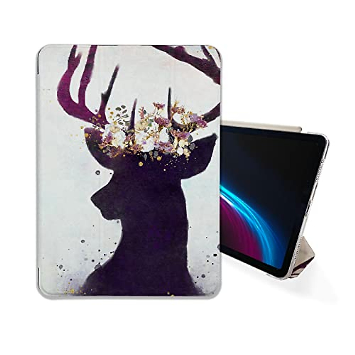 Cute Flowers Deer Animal case Compatible with iPad Mini Air Pro 7.9 8.3 9.7 10.2 10.9 11 12.9 inch Pattern Cover New 2022 2021 Trifold Stand 3 4 5 6 7 8 9 Generation 335 (9.7" Air 1/2)