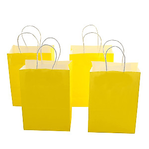ysmile 24 ct Gift Kraft Paper Bag with Handle for Birthday Party Favor for Present in Bulk 8.2x5.9x3.1 from Yellow
