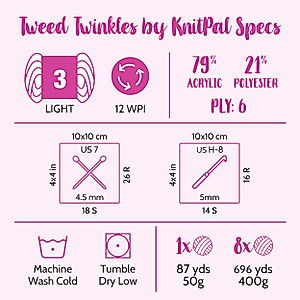 Tweed Twinkles Soft Baby Yarn for Crocheting, 8 Skeins, 696Yds/400G, Free Patterns - Acrylic Baby Blanket Knitting Yarn with Flecks - Size 3 DK Light Worsted Weight - Kiwi Green