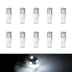Crynod 10 PCS T10 Car LED Reading Light, 5050 5SMD 12V 6500K 360° Illuminated License Plate Light, Universal 1 W Low Power Energy-saving Width Indicator Light Bulb, for Most Car Models (White)