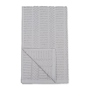 Amazon Basics 100% Cotton, Soft & Absorbent, Popcorn Texture Terry Kitchen Dish Cloths and Towels Set, 12"L x 12"W and 26"L x 16"W, Grey/Grey Stripe, Pack of 8