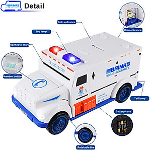 Yoego Kids Money Bank, Electronic Piggy Banks, Great Gift Toy for Kids Children, Cool Armored Car Bank Password Coin Bank, Perfect Toy Gifts for Boys Girls (White)