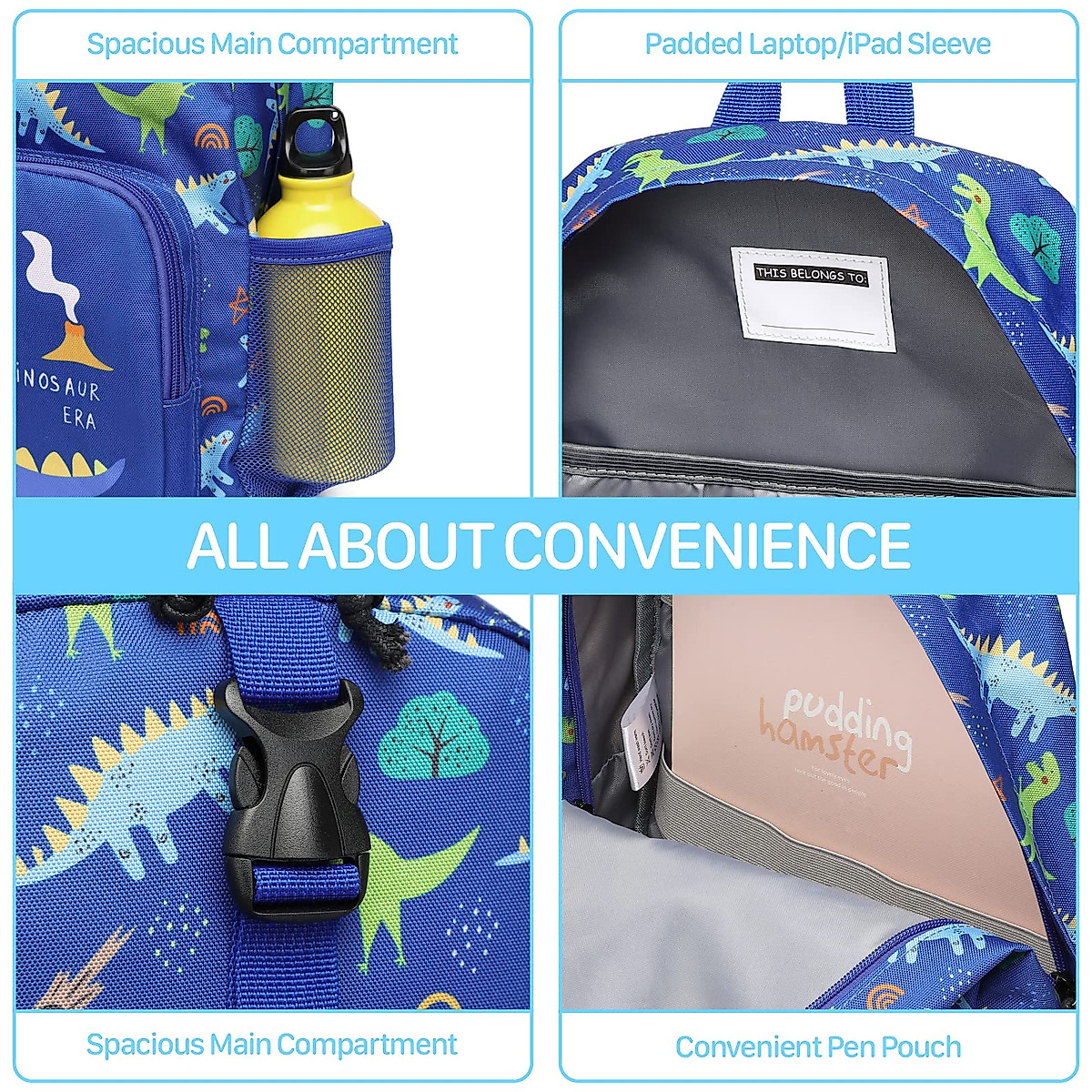 Bagseri Kids Clear Backpack Boys - 15 Inch Kids Backpacks for School Safe and Lightweight Spinal Protection Bookbag for Boys Clear Bookbag for Kids Aged 3 to 7, Black Dinosaur