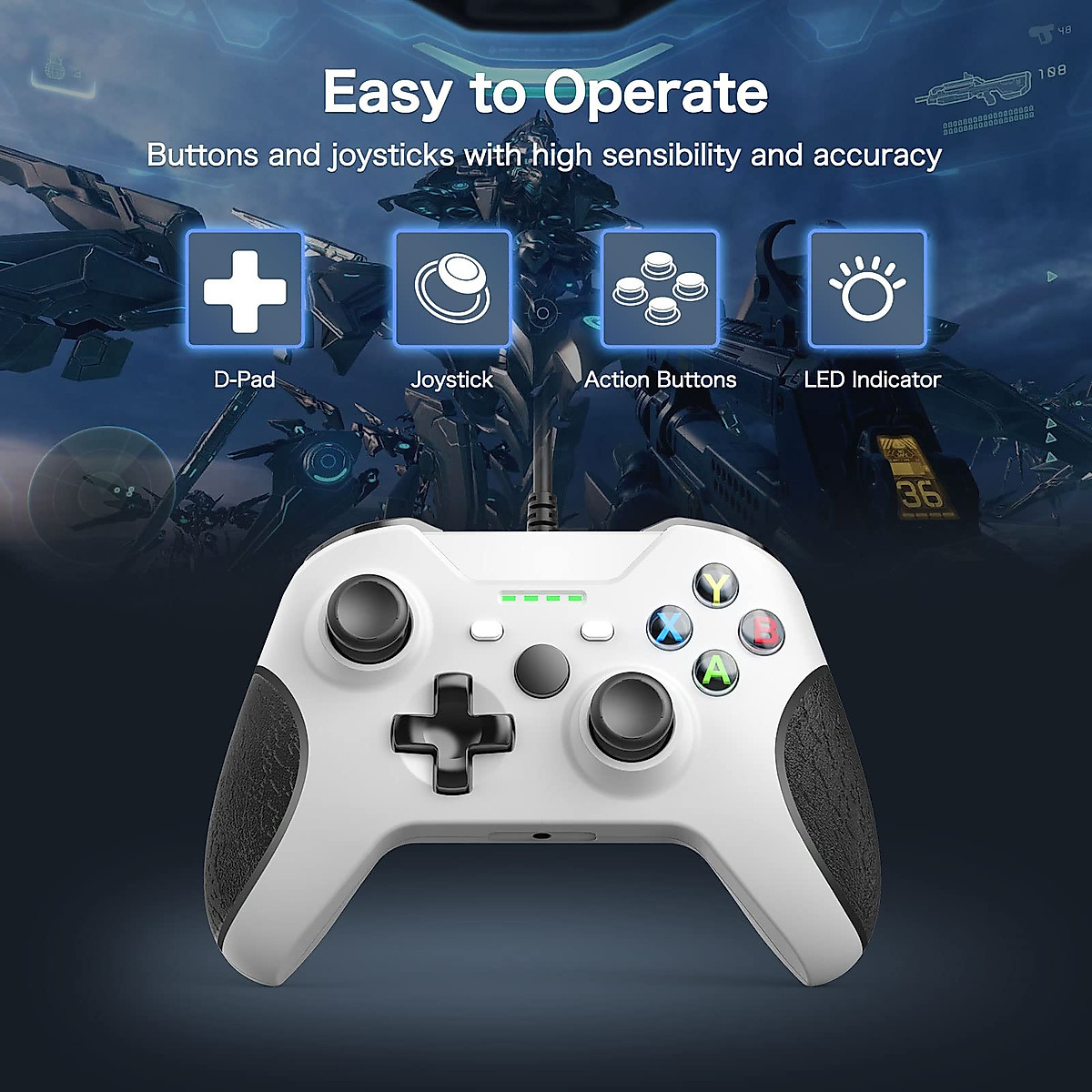 Nolansend Wired Game Controller,High Performance USB Gamepad Remote Joystick Controller with Dual Vibration,Wired Gmme Controller for PC(Win7/8/10)