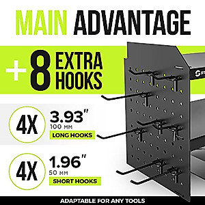 STURDY Power Tool Organizer Wall Mount - Heavy Duty Garage Organizer - Drill Holder - Tool Storage Rack for Handheld and Power Tools - Drill Storage Rack for Garage Organization (8 hooks)