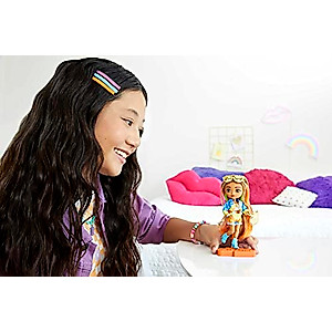 Barbie Extra Minis Doll #5 (5.5 in) Wearing Tie-Dye Jacket & Shorts, with Doll Stand & Accessories Including Sunglasses and Purse, Gift for Kids 3 Years Old & Up​